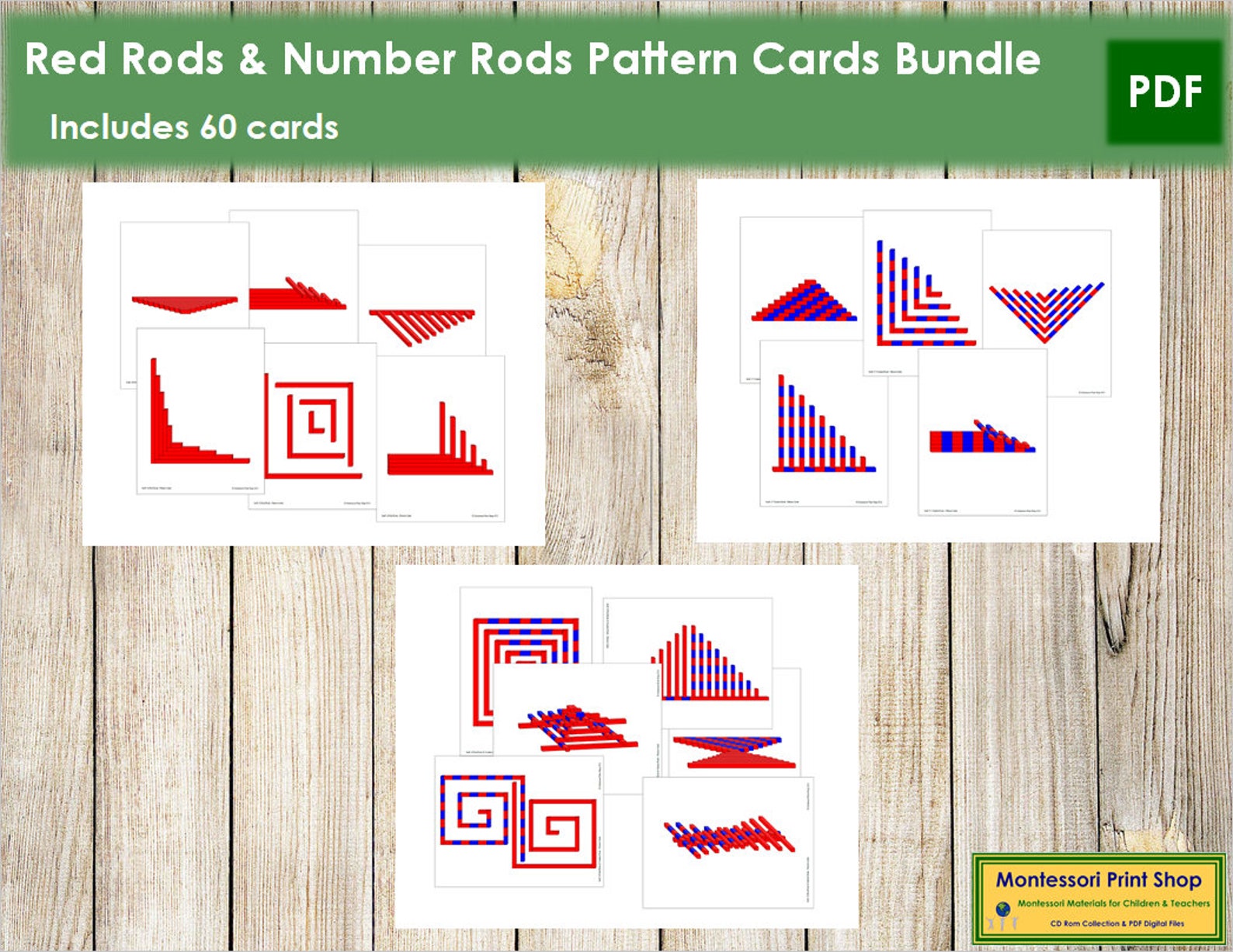 Montessori Red Rods & Number Rods Pattern Cards Bundle | Etsy