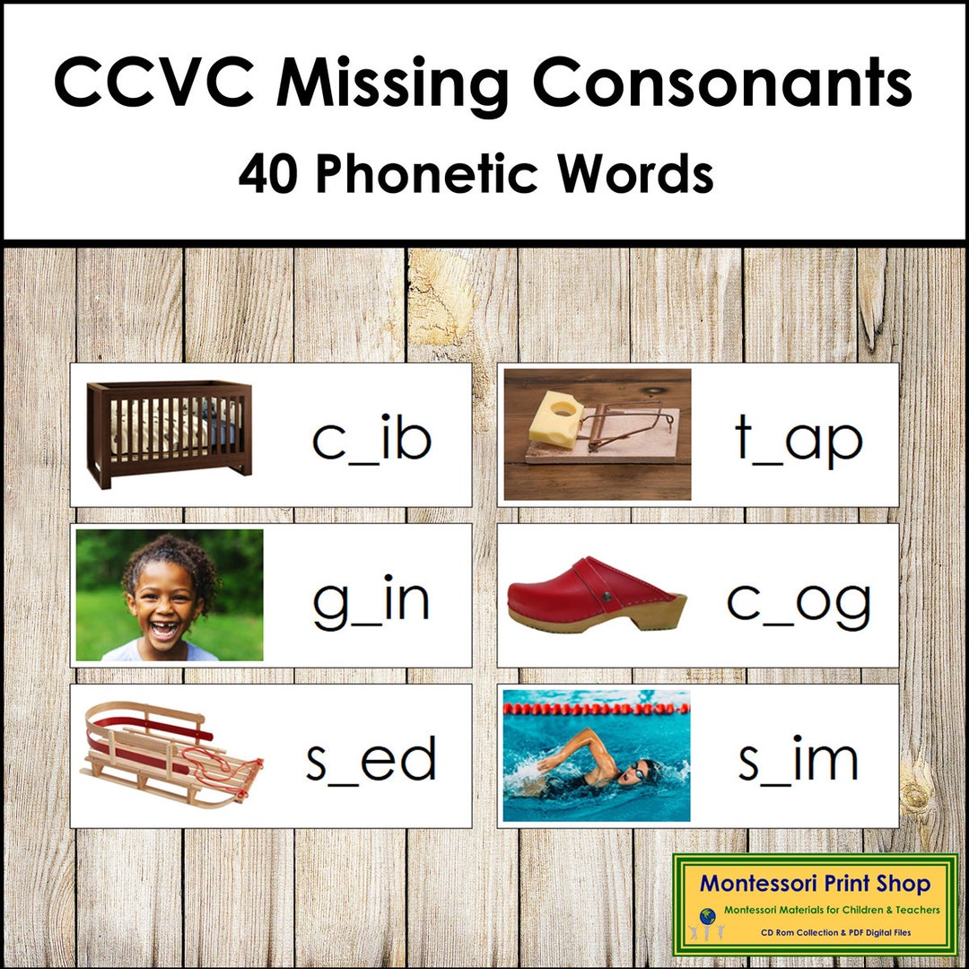 CCVC Missing Consonant Cards Montessori Language Printable - Etsy