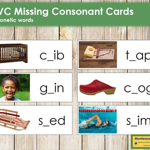 CCVC Missing Consonant Cards Montessori Language Printable | Etsy