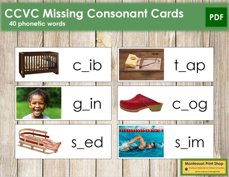 CCVC Missing Consonant Cards Montessori Language Printable | Etsy