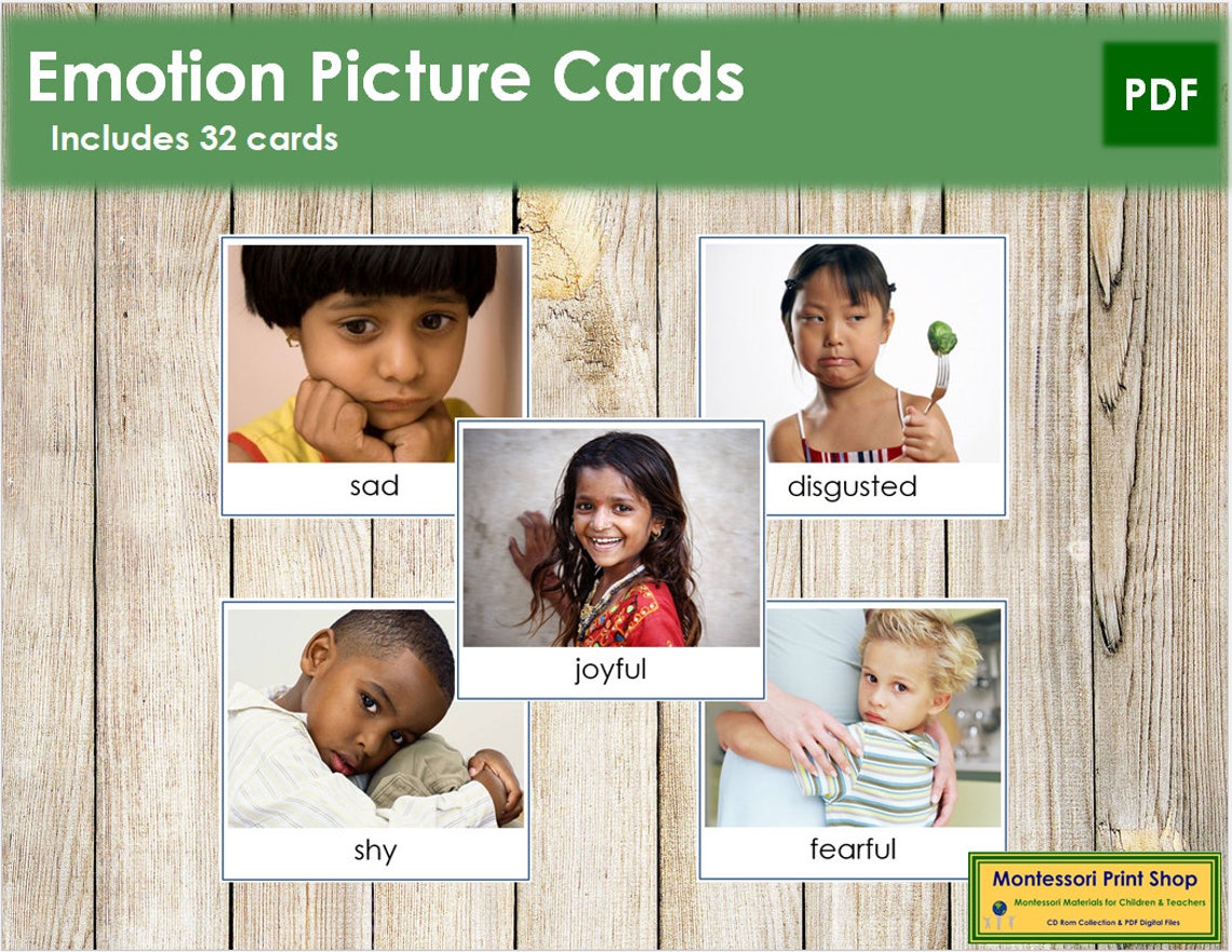 Emotion Picture Cards Preschool Printable Montessori Cards - Etsy