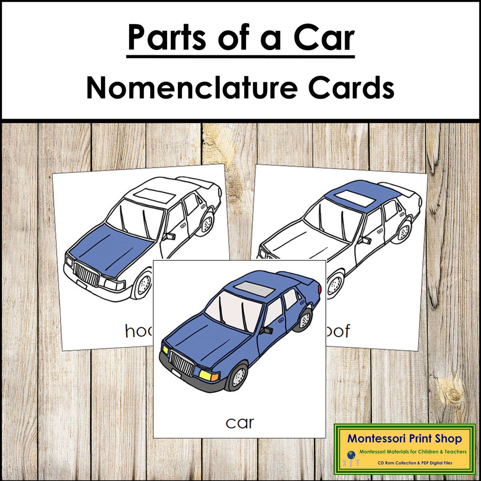 Parts of a Car Nomenclature 3-part Cards Printable Montessori Materials ...