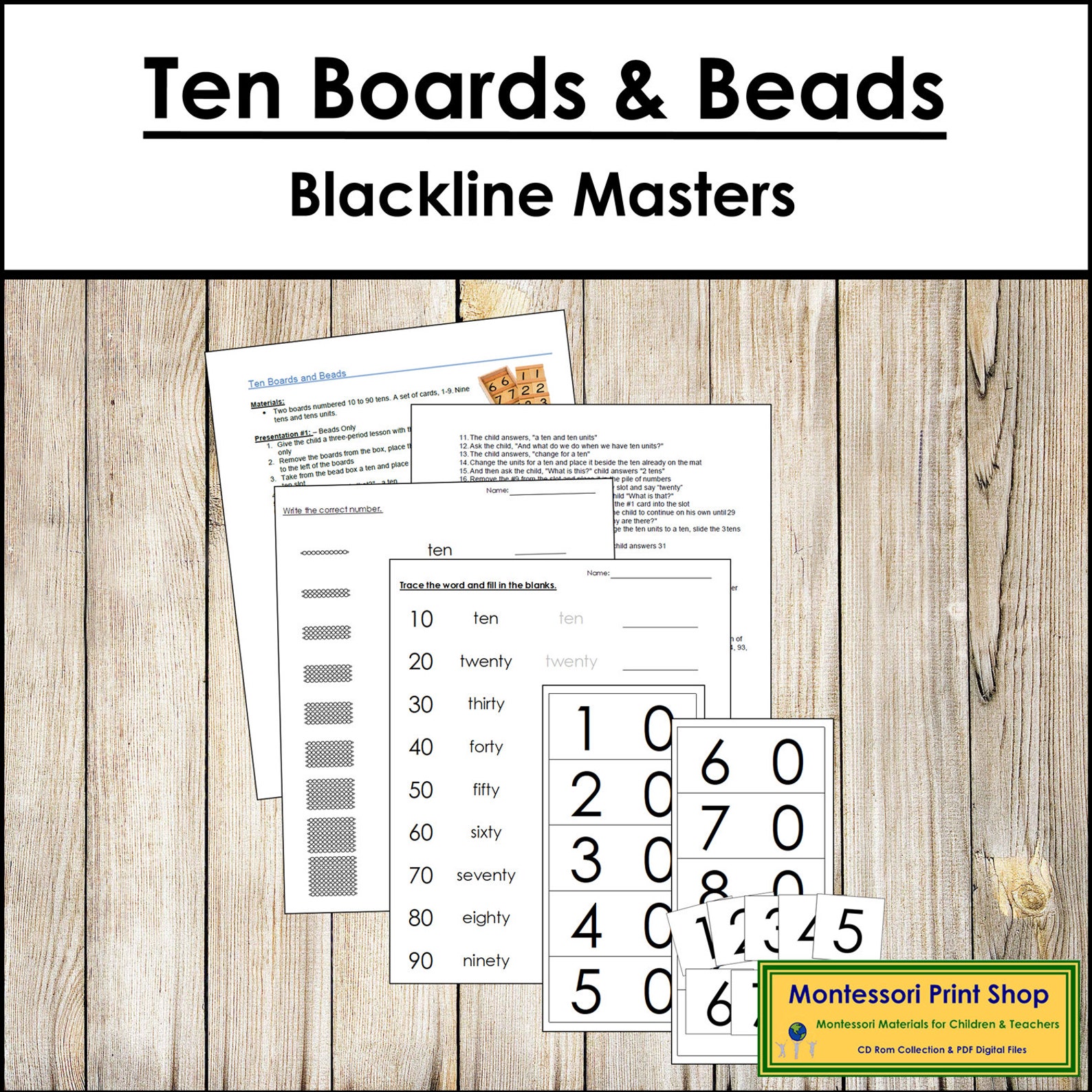 Montessori Ten Boards, Beads and Worksheets (with Instructions ...