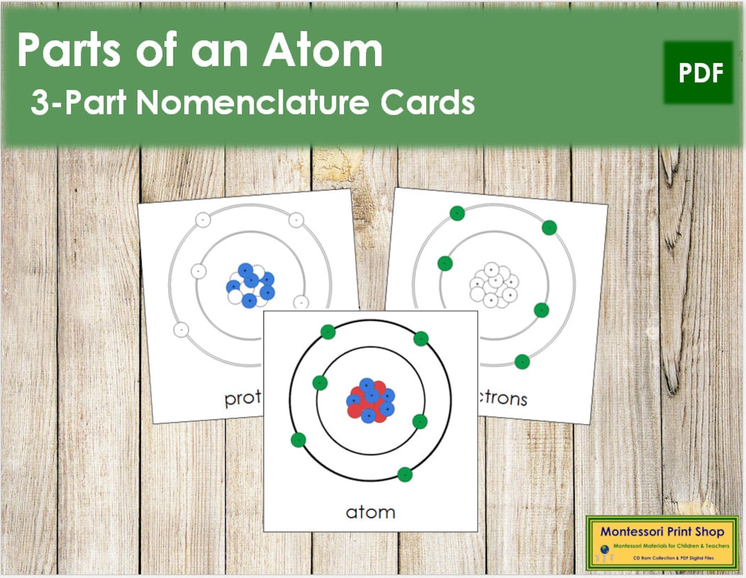 Parts of an Atom Nomenclature 3-part Cards Science - Etsy