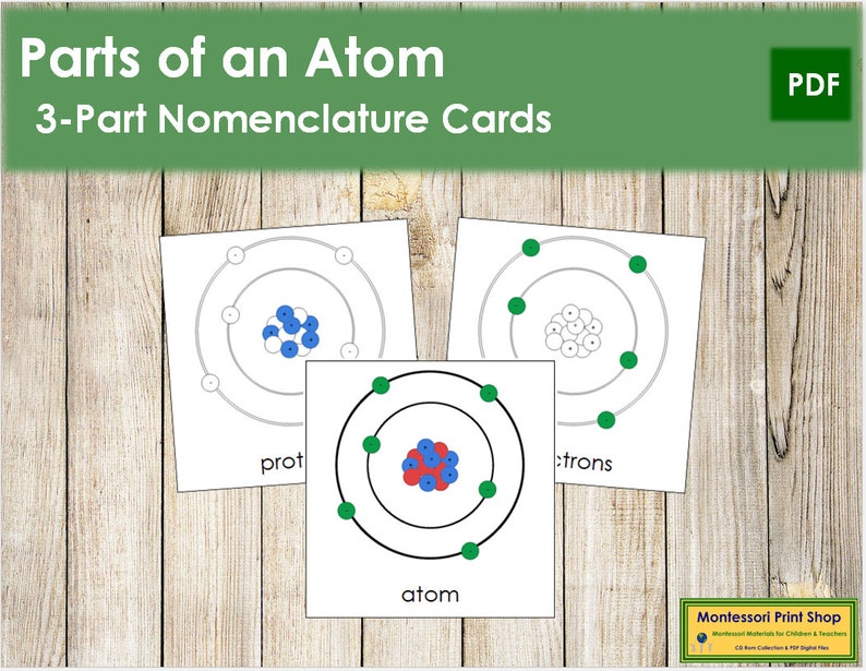 Parts of an Atom Nomenclature 3-part Cards Science - Etsy