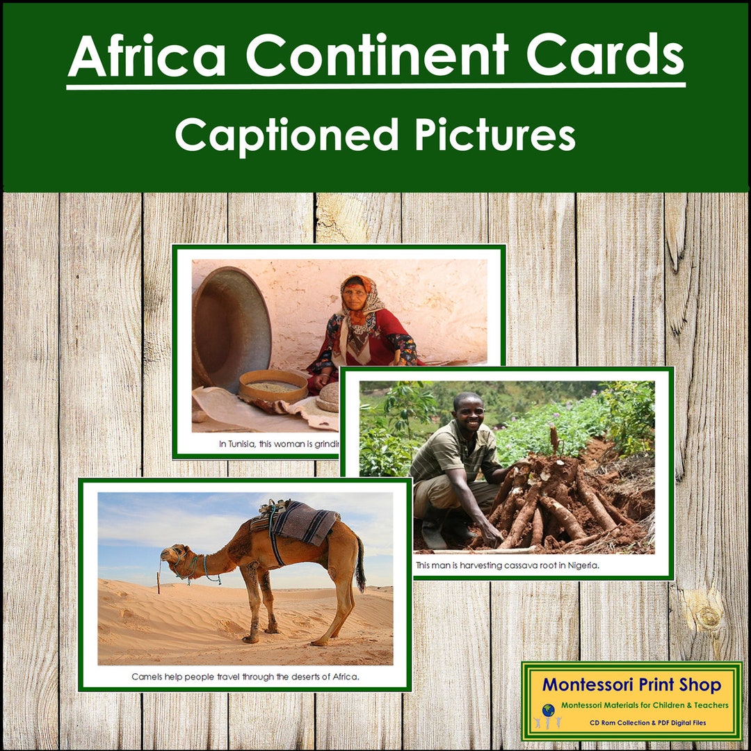 Africa Continent Cards (color-coded) - Montessori Geography - Printable ...