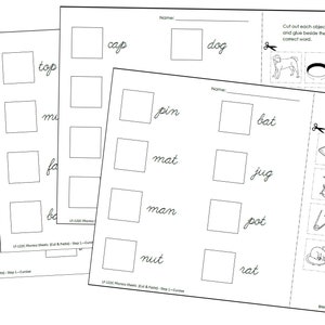 Phonetic Words Cut & Paste Step 1 (CURSIVE) - Montessori Language ...