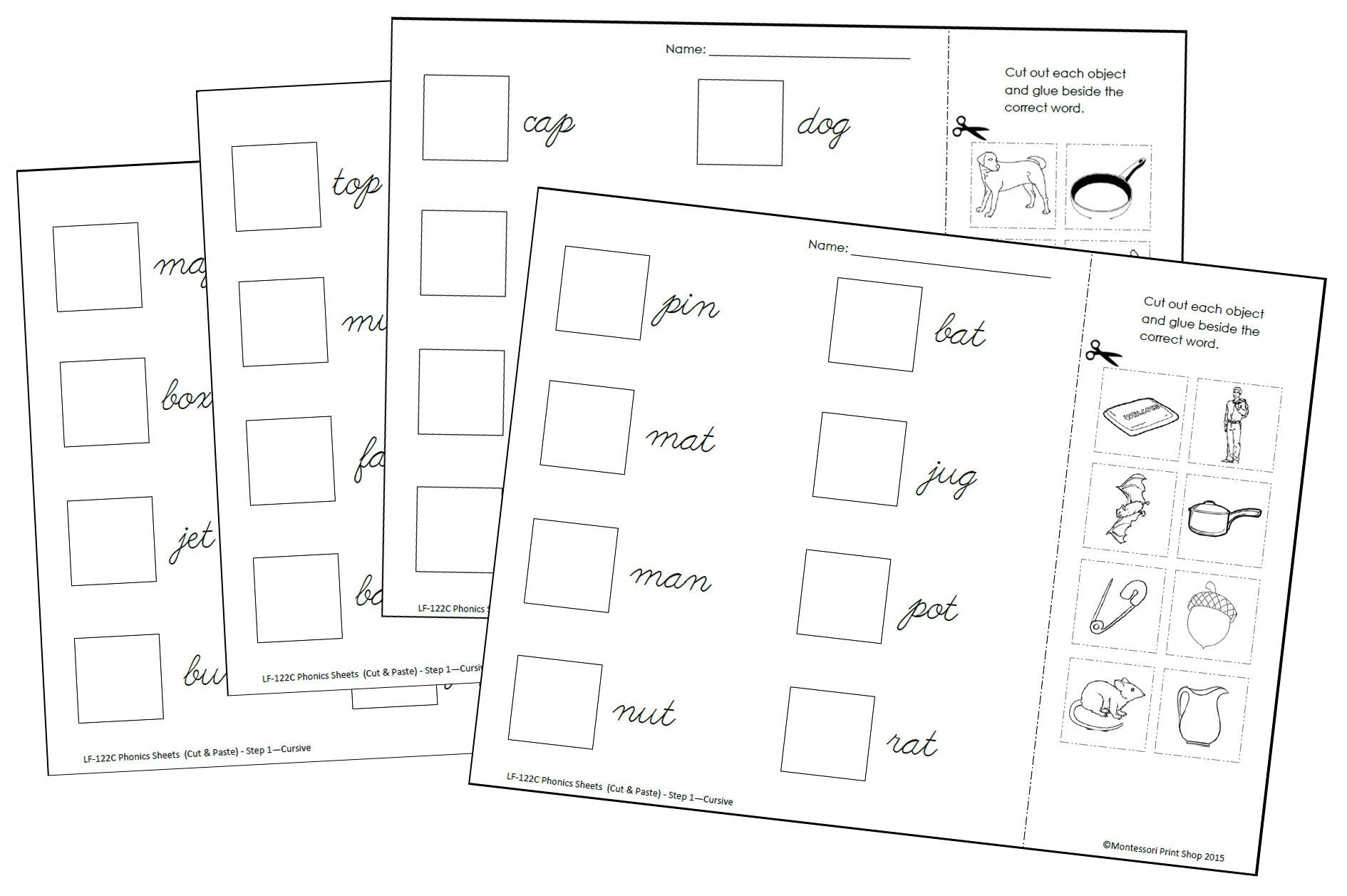 Phonetic Words Cut & Paste Step 1 CURSIVE Montessori Language/phonics ...
