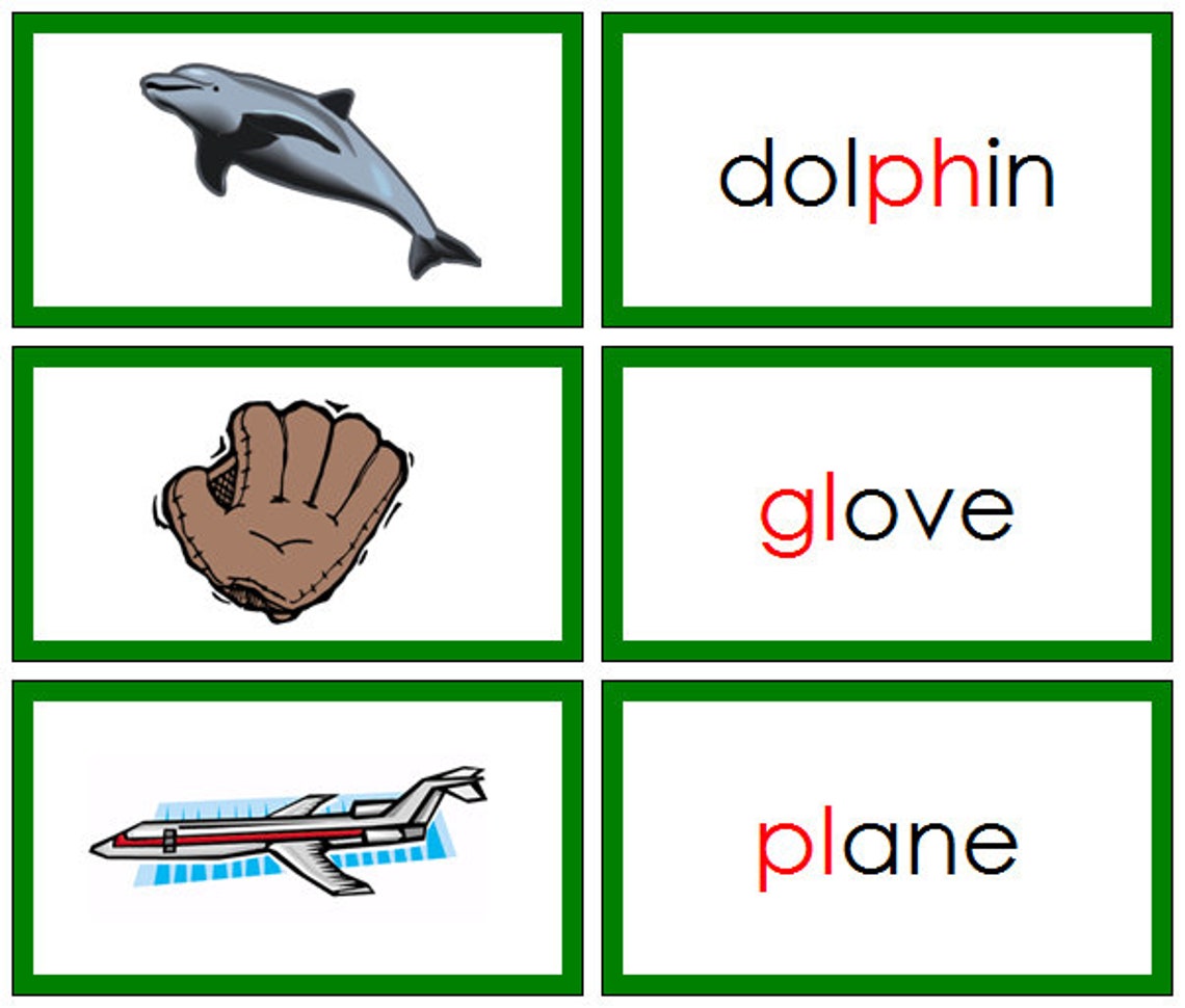 Montessori Green Phonogram Language Series Bundle CLIPART - Etsy