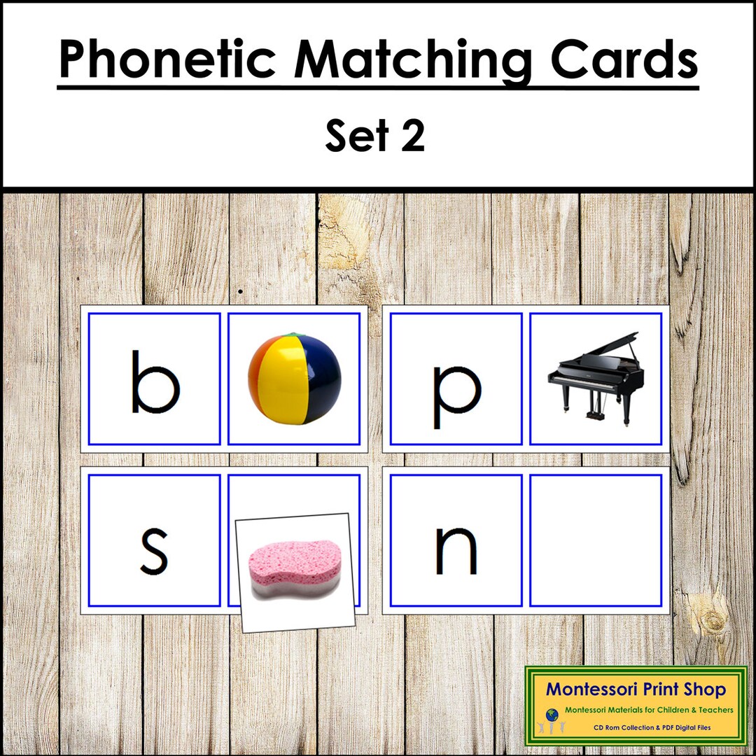 Phonetic Matching Cards Set 2 - Montessori Language - Printable ...