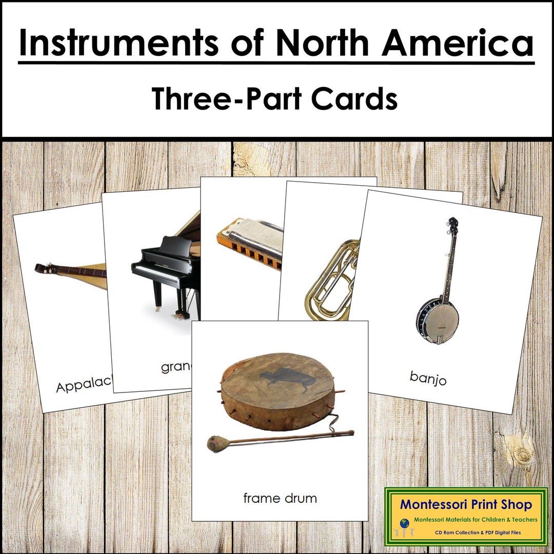 Montessori Musical Instruments of North America 3-part Cards ...