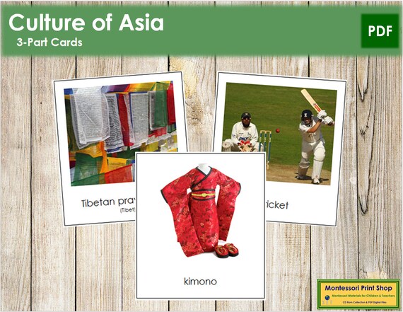 Culture of Asia Montessori Continent Cards Geography | Etsy