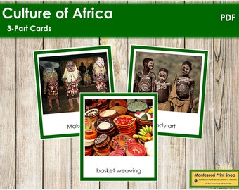 Animals of Africa Montessori Continent Cards Geography | Etsy