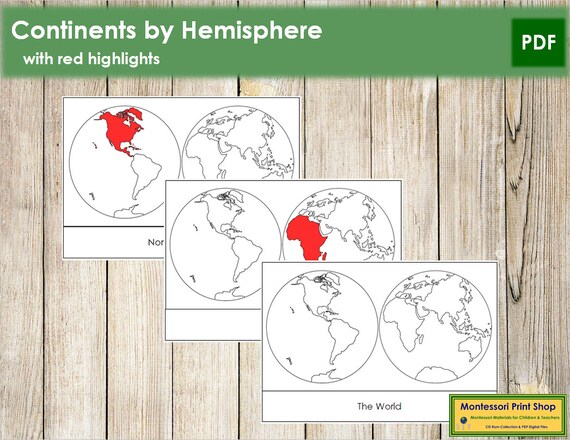 Continents by Hemisphere Flashcards Geography Printable | Etsy