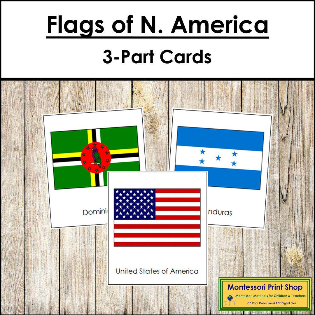 Flags of North America - Montessori Continent Cards - Geography ...