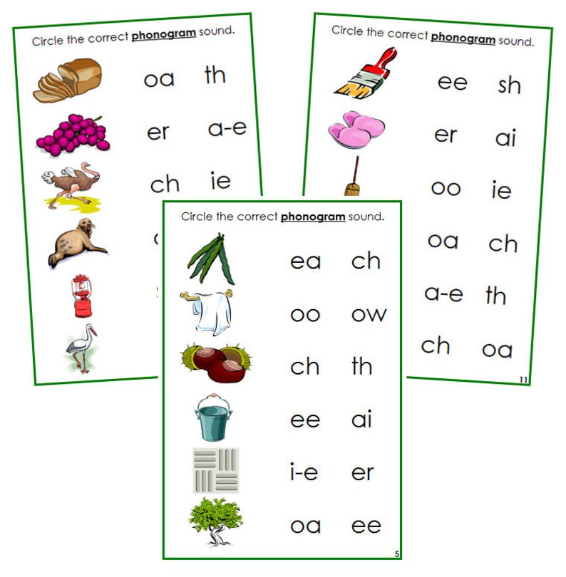 Montessori Green Phonogram Language Series Bundle CLIPART - Etsy