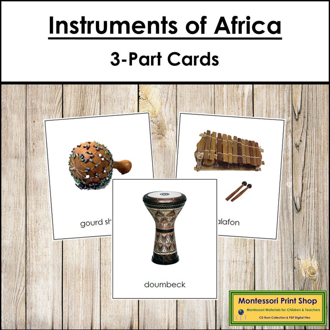 Montessori Musical Instruments of Africa 3-part Cards - Geography ...