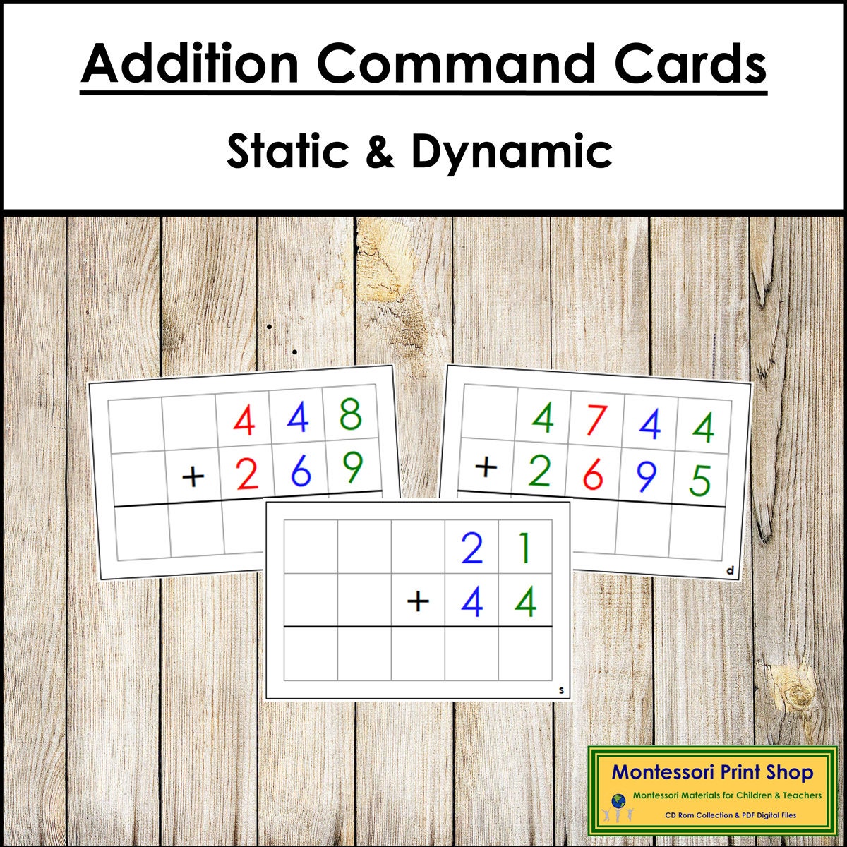 Montessori Addition Command Cards [static & Dynamic, Color-coded ...