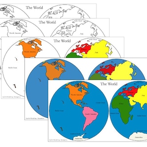 Montessori Map of the World [hemispheres] - Geography (digital Download ...