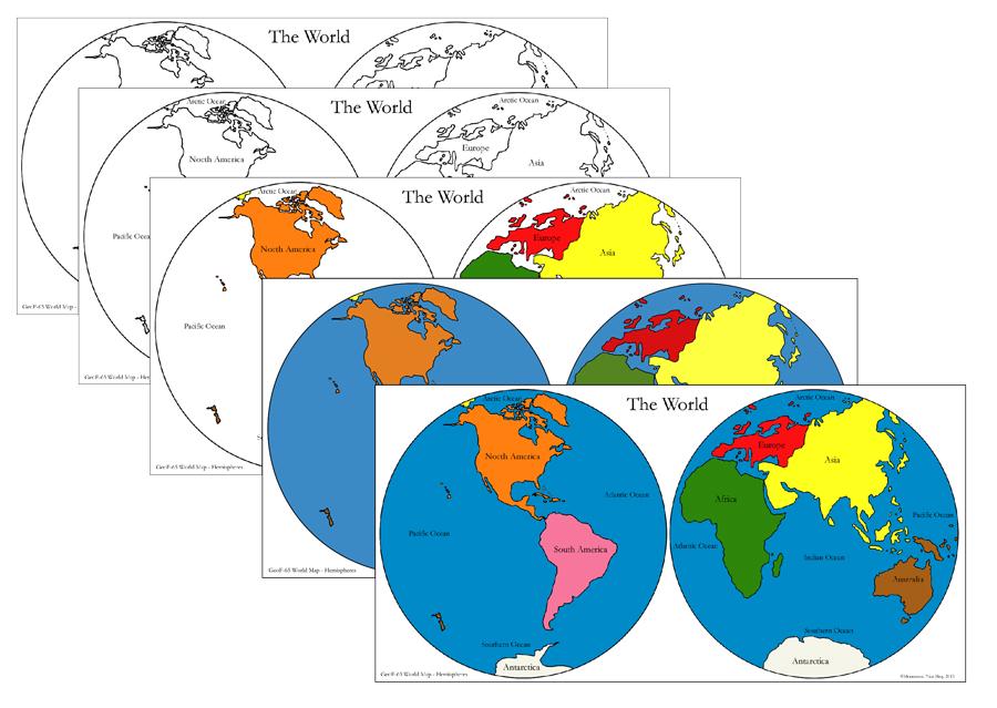 Montessori Map of the World [hemispheres] - Geography (digital Download ...