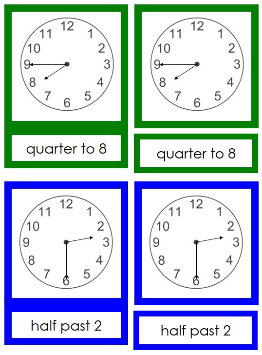 Clock Series 3-part Cards - Telling Time Montessori Cards (digital ...