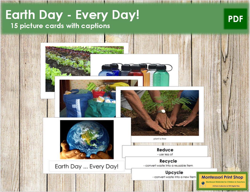 Earth Day ... Every Day Printable Montessori Cards | Etsy