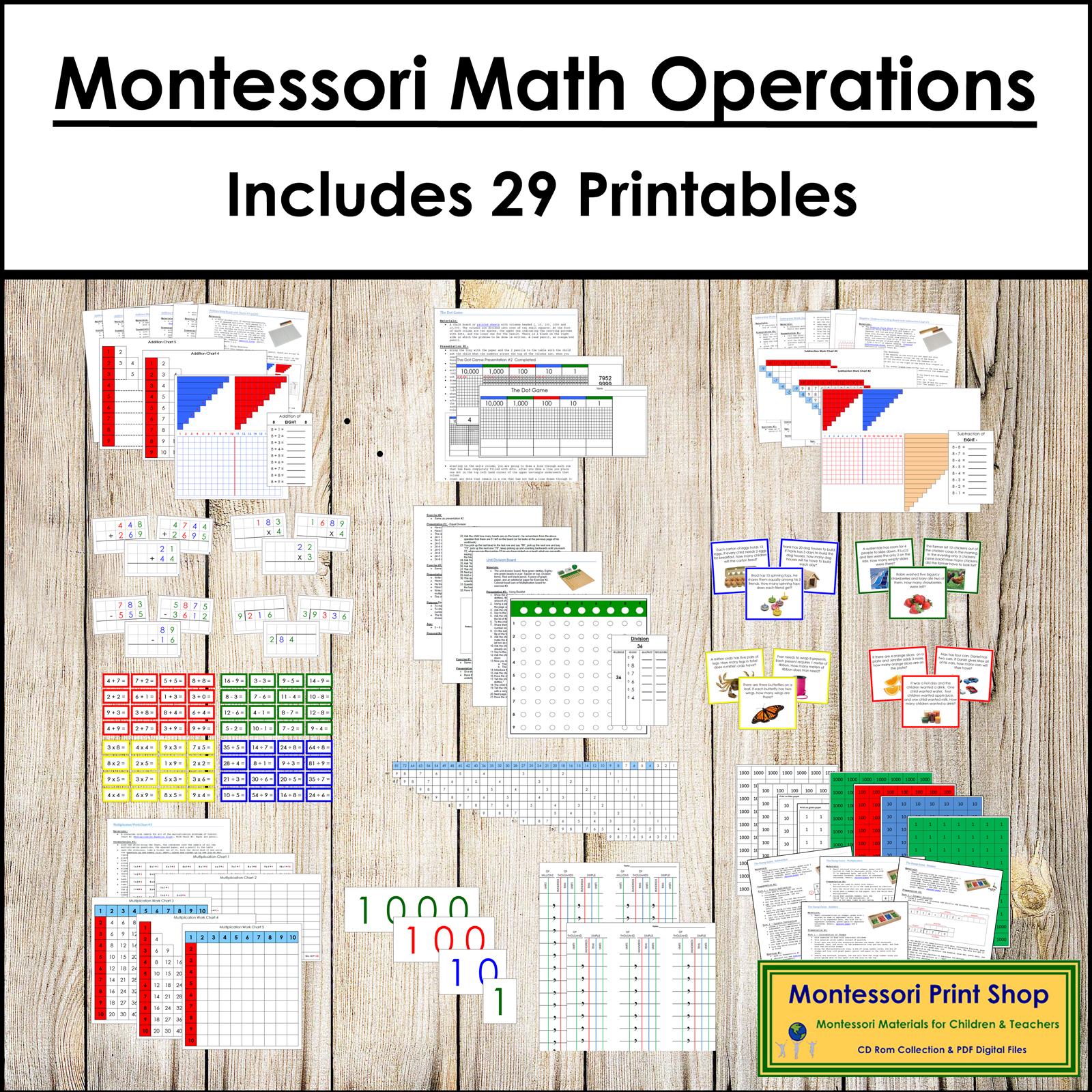 Primary Montessori Math Operations Bundle - Math Activities (digital ...