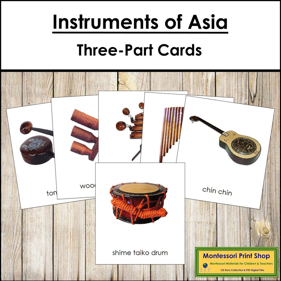 Montessori Musical Instruments of Asia 3-part Cards - Geography ...