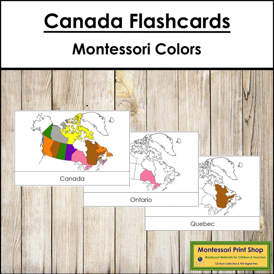 Canada Flashcards montessori Color-code Geography Printable Montessori ...