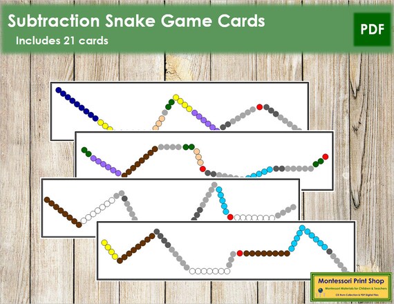 Subtraction Snake Game Task Cards Primary Math Printable | Etsy
