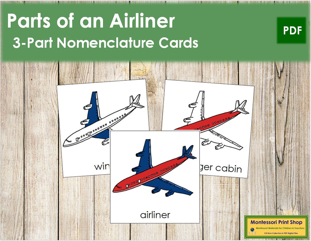 Parts of an Airliner Nomenclature 3-part Cards Montessori - Etsy Canada