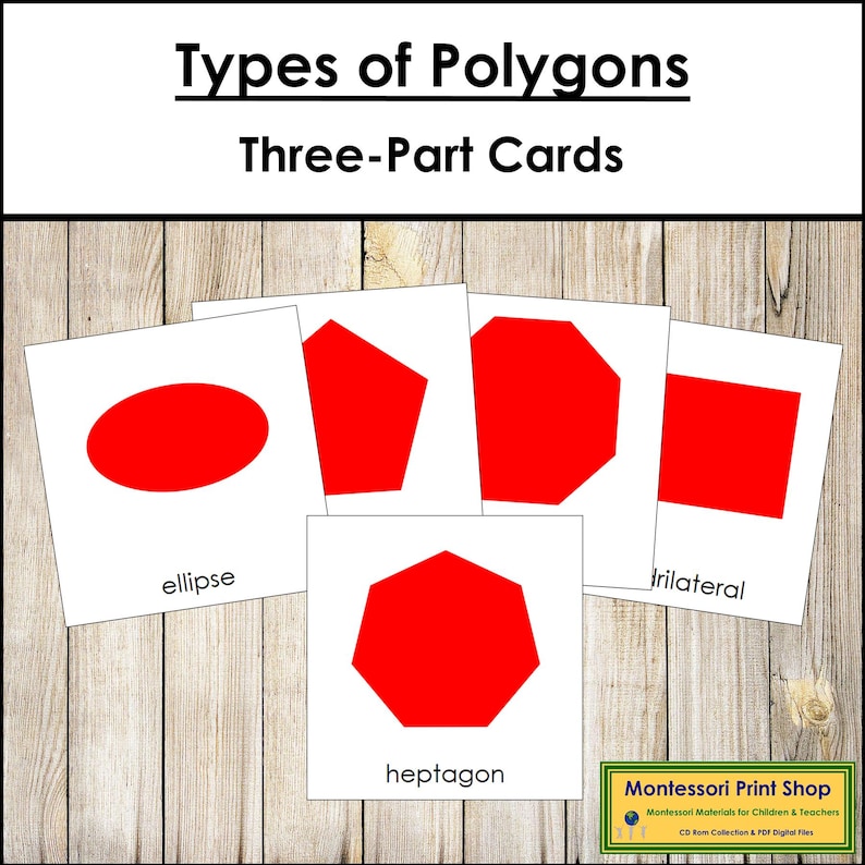 Types of Polygons Nomenclature 3-part Cards - Montessori Geometry ...