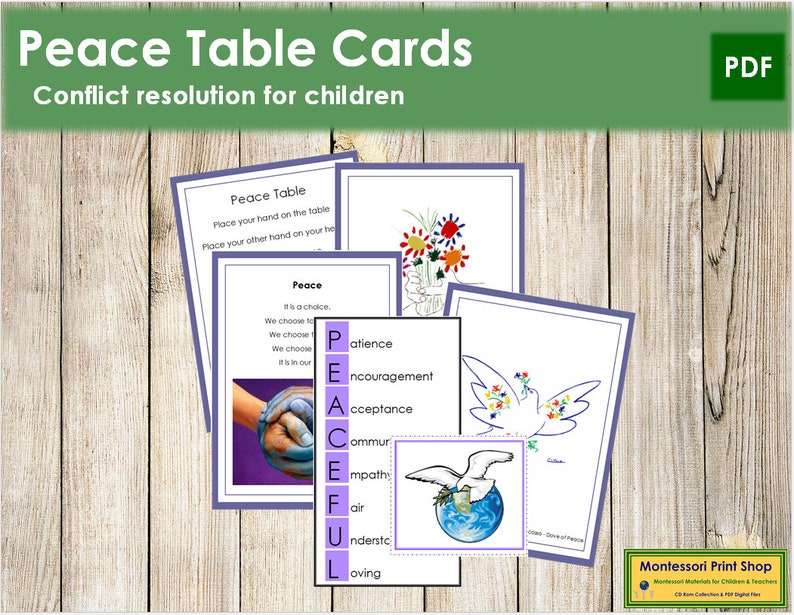 Peace Table Cards Montessori Peace Table Printable - Etsy