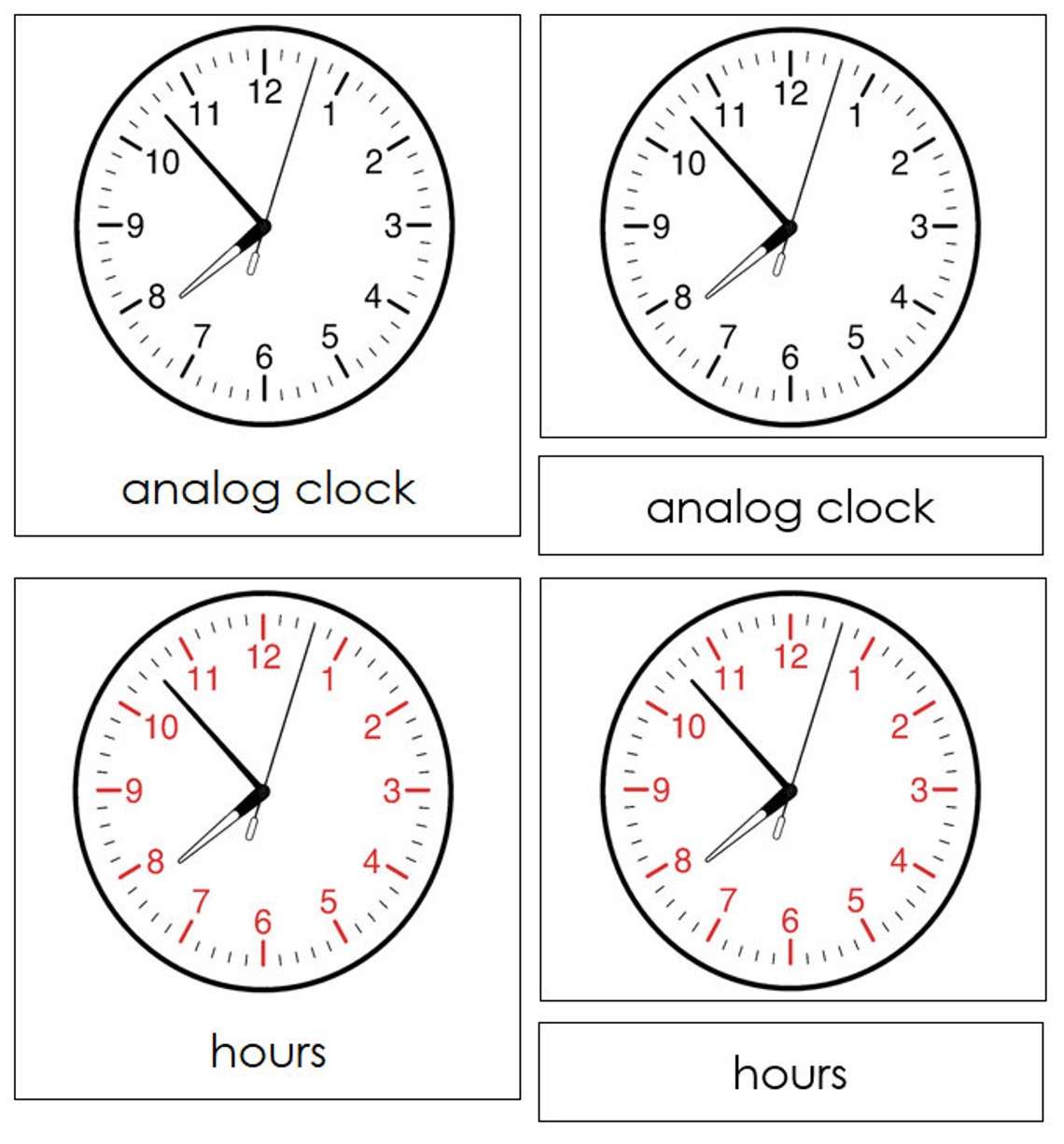 Parts of a Clock Nomenclature 3-part Cards Printable - Etsy