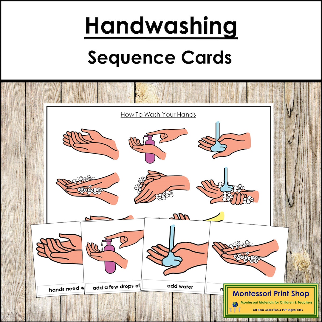 Handwashing Sequence Cards - Preschool Montessori Activity (digital ...