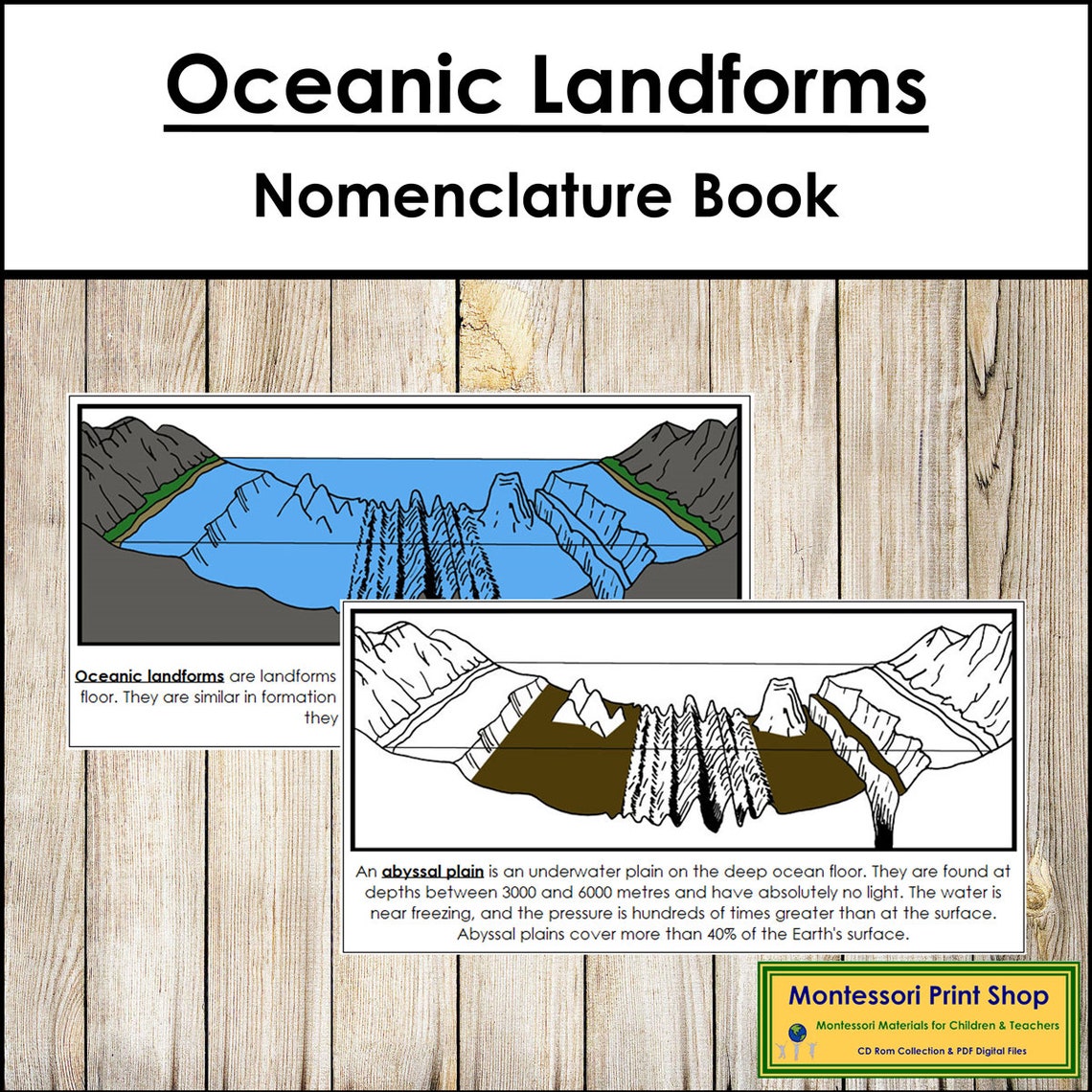 Oceanic Landforms Nomenclature Book Printable Montessori Materials ...