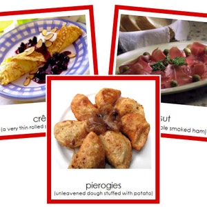 Foods of Europe color-coded Montessori Continent Cards - Etsy