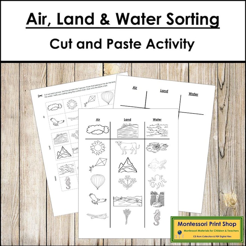 Air, Land, and Water Sorting Cut & Paste [blackline Masters ...