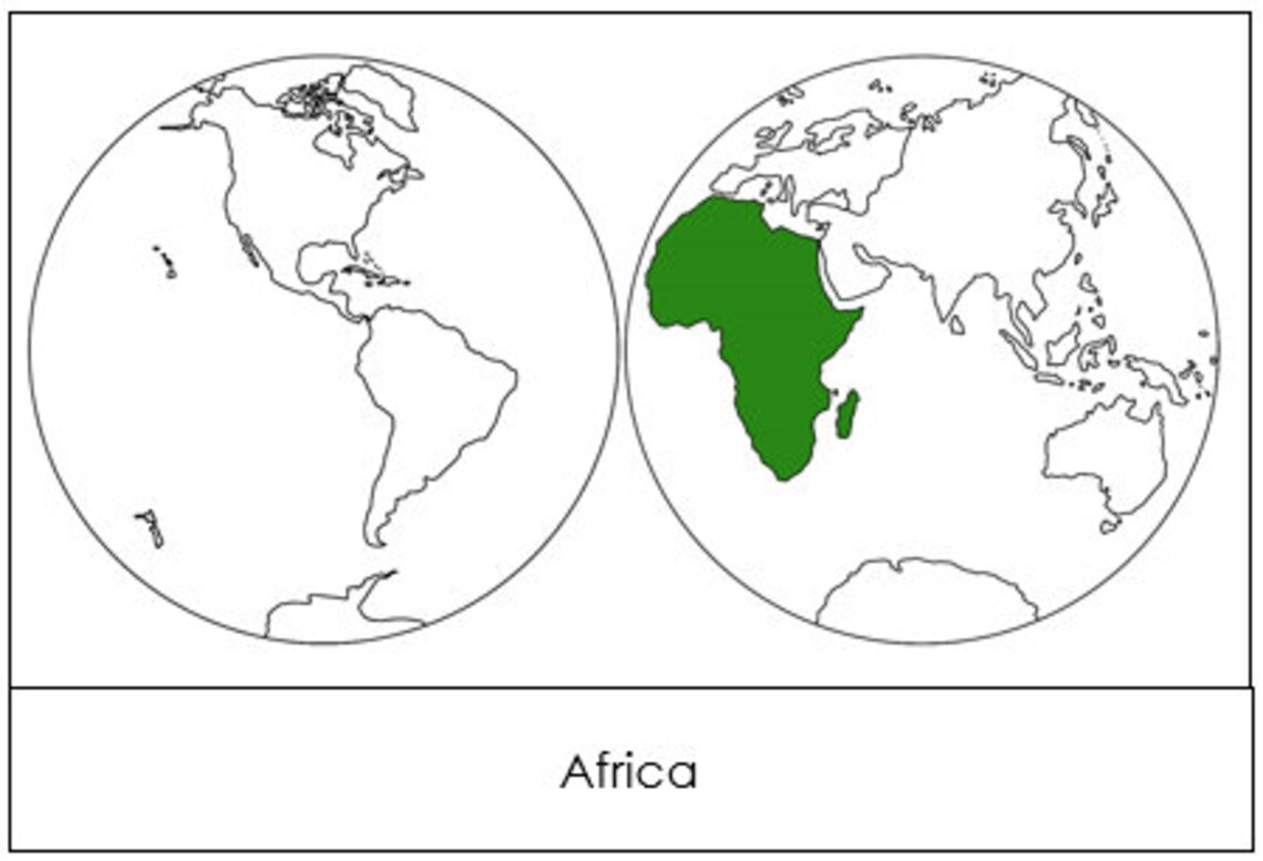 Continents by Hemisphere Flashcards montessori Color-code - Etsy