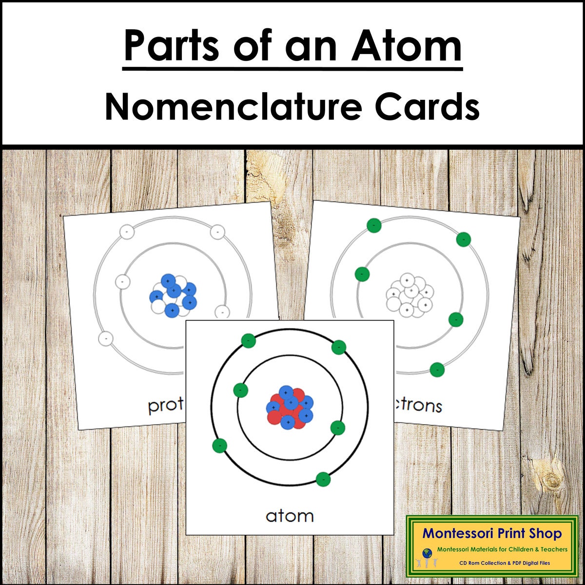 Parts of an Atom Nomenclature 3-part Cards Science Printable Montessori ...