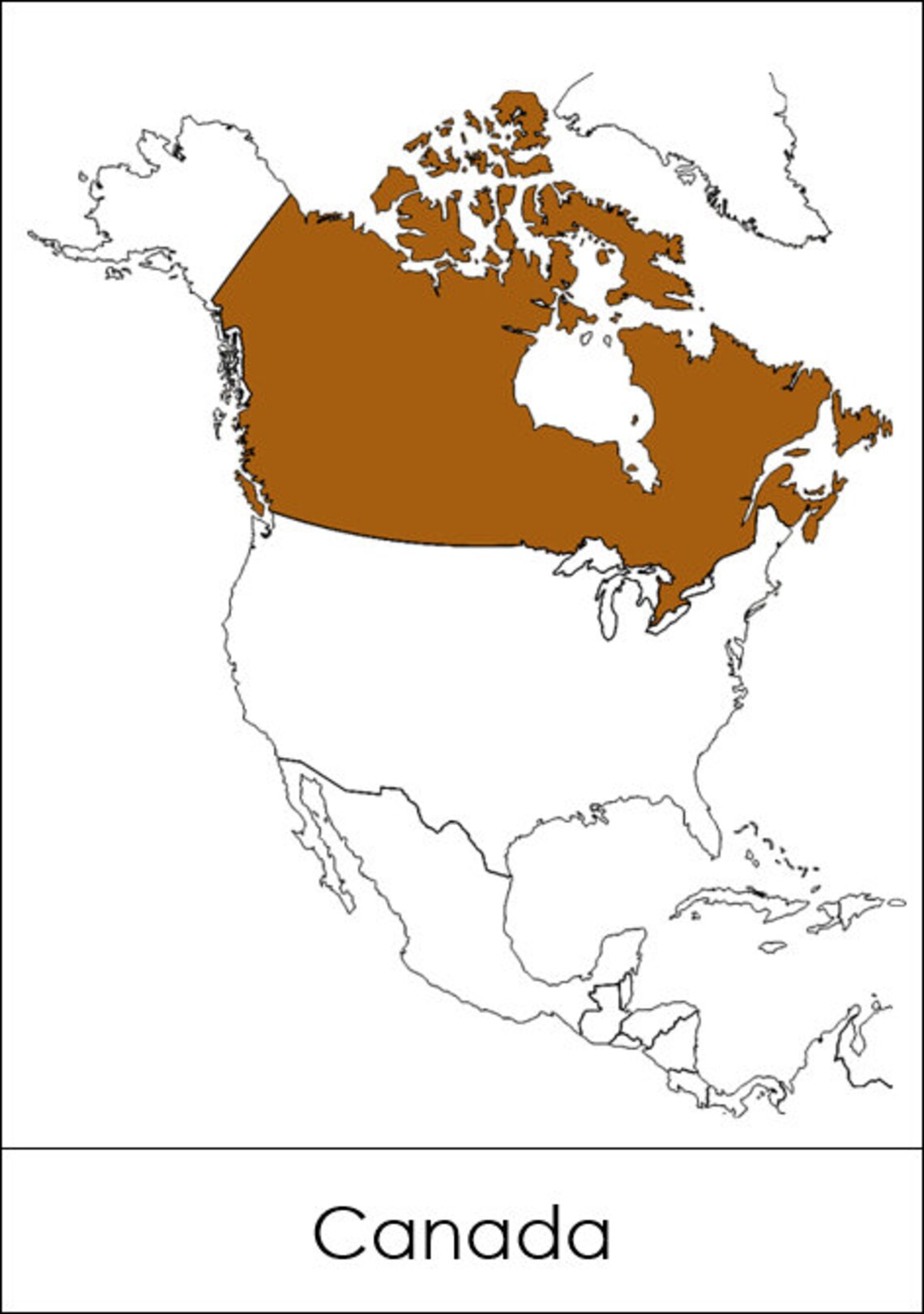 North America Flashcards montessori Color-code Geography | Etsy