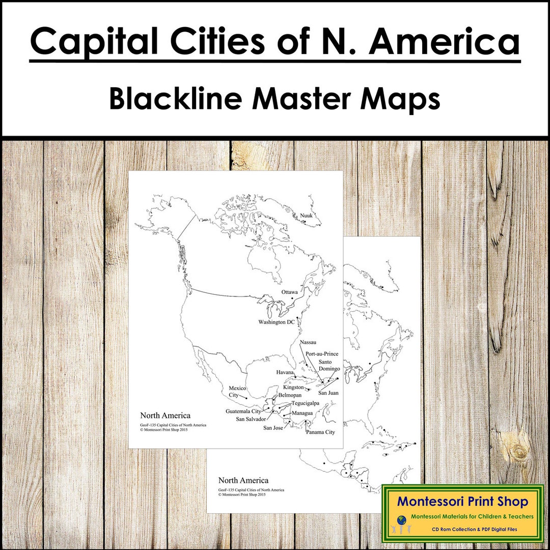 Capital Cities of North America Map & Master - Montessori Geography ...