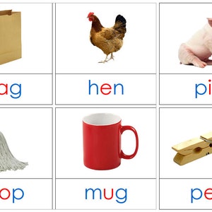 Phonetic Picture Cards [level 1, Red Vowels] - Montessori Phonics ...