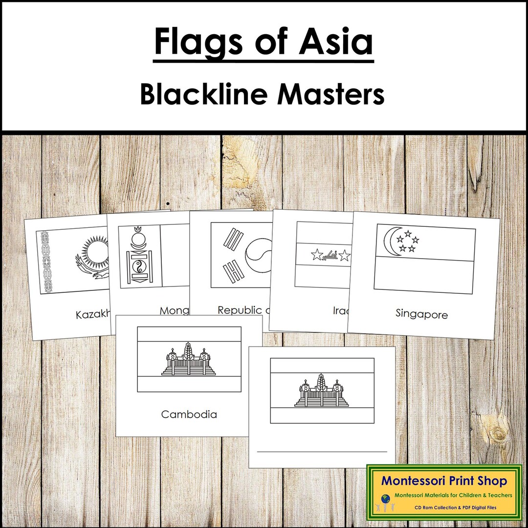 Flags of Asia [blackline Masters] - Montessori Geography (digital ...