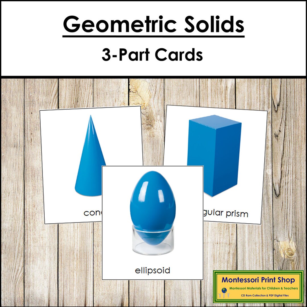 Montessori Geometric Solids 3-part Cards - Geometry Nomenclature ...