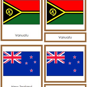 Flags of Oceania (color-coded) - Montessori Continent Cards - Geography ...