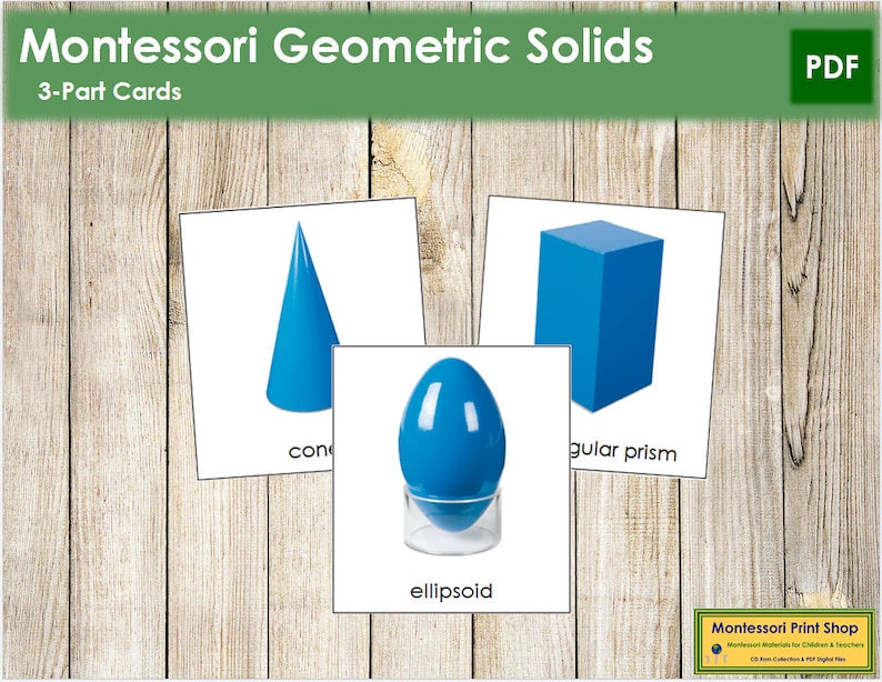 Montessori Geometric Solids 3-part Cards Geometry | Etsy