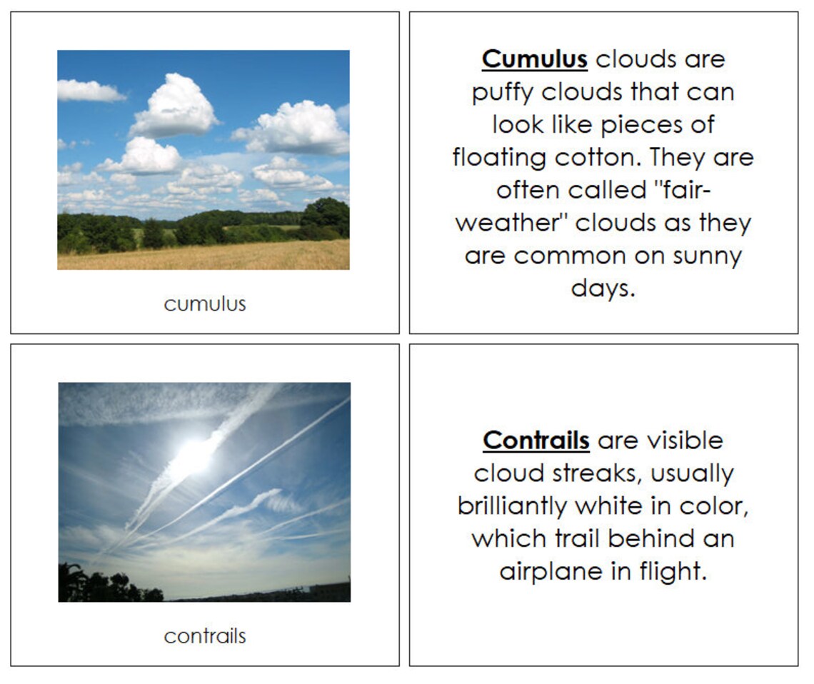 Types of Clouds Nomenclature Book - Montessori Meteorology (digital ...