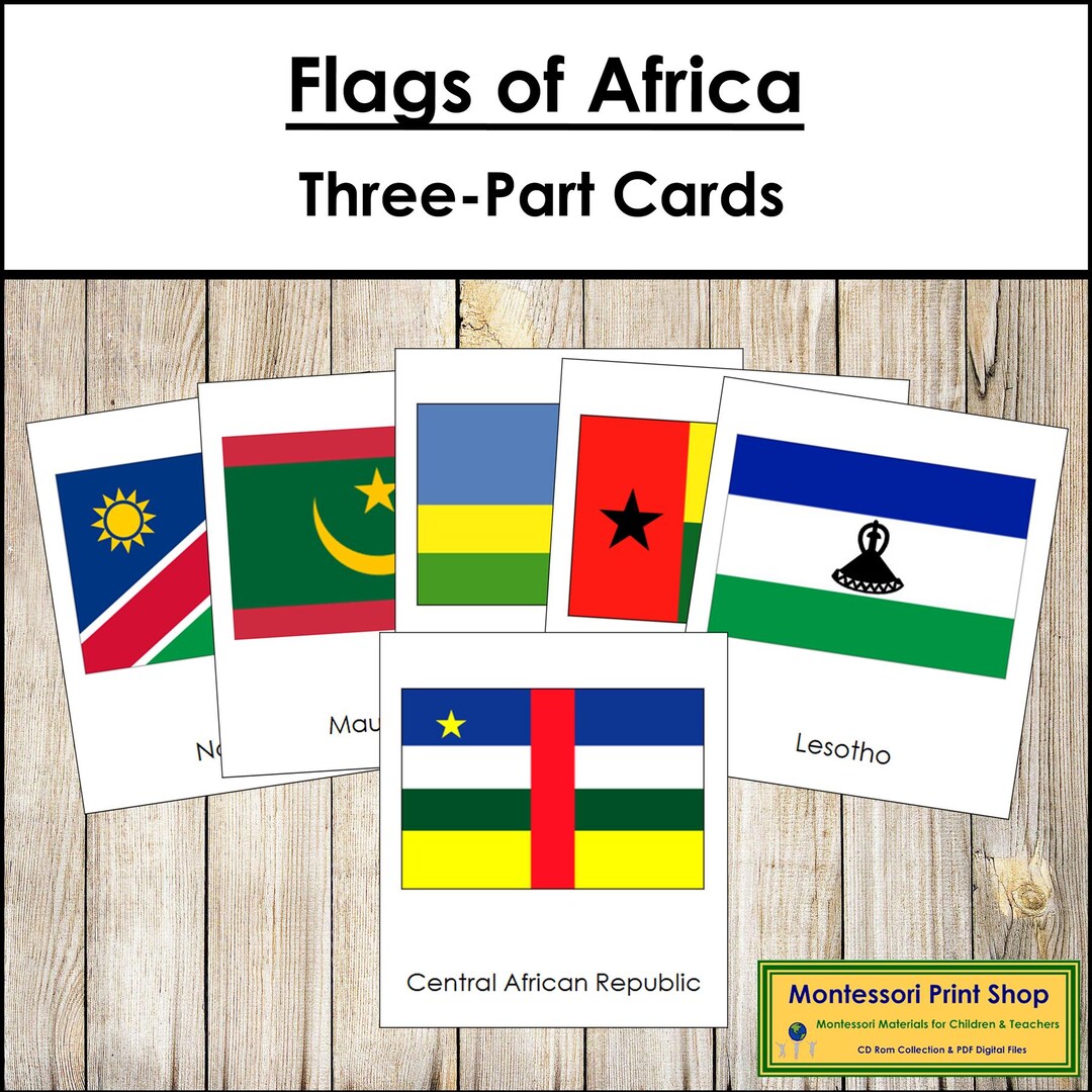 Montessori Flags of Africa 3-part Cards - Geography Continent Cards ...