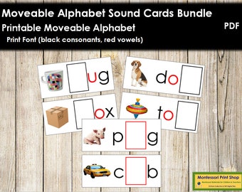 Montessori Moveable Alphabet Sound Cards Bundle Blue/red | Etsy